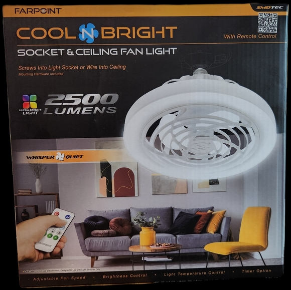 farpoint | Other | Cool N Bright Socket And Ceiling Fan With Remote ...